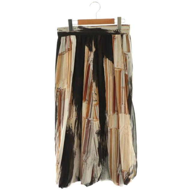 【中古】アドーア ADORE ジオロジックレイヤープリントスカート ロング フレア 38 マルチカラー /NR ■OS レディース