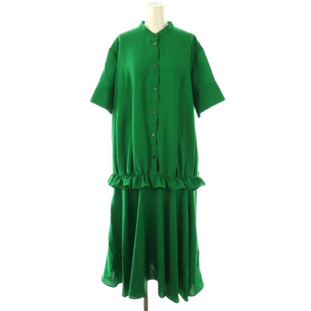 【中古】アドーア ADORE 25SS ドライクリアクロスワンピース 半袖 ロング 38 緑 531-5140315 /NR ■OS レディース