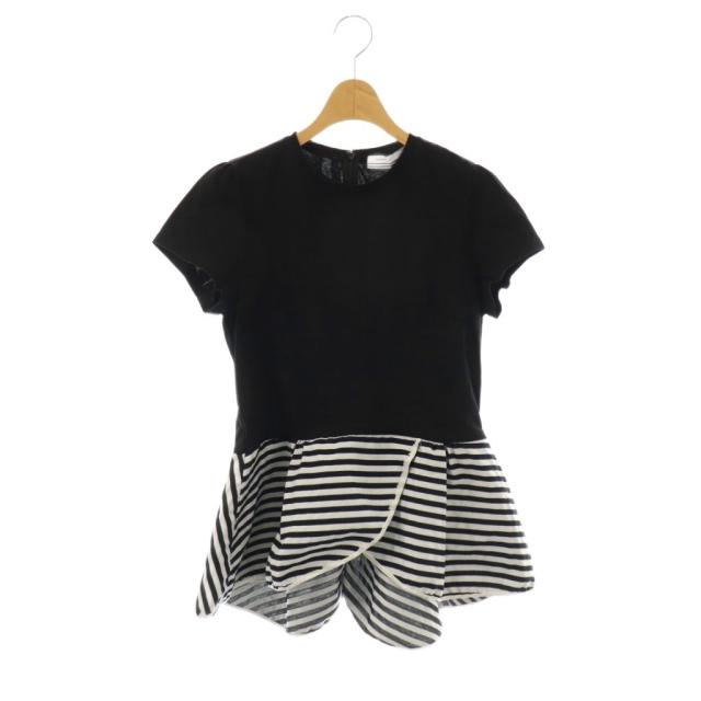 【中古】ボーダーズアットバルコニー PEPRUM TEE Tシャツ カットソー ボーダー切り替え 38 ブラック ホワイト /CX