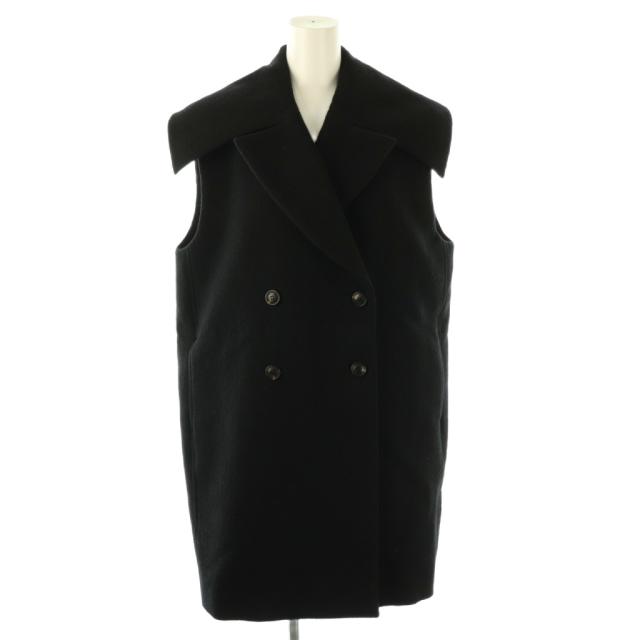 【中古】ヨリ yori シロコン shirocon 23AW ポコポコビッグカラージレ ベスト ロング 前開き ウール 36 黒