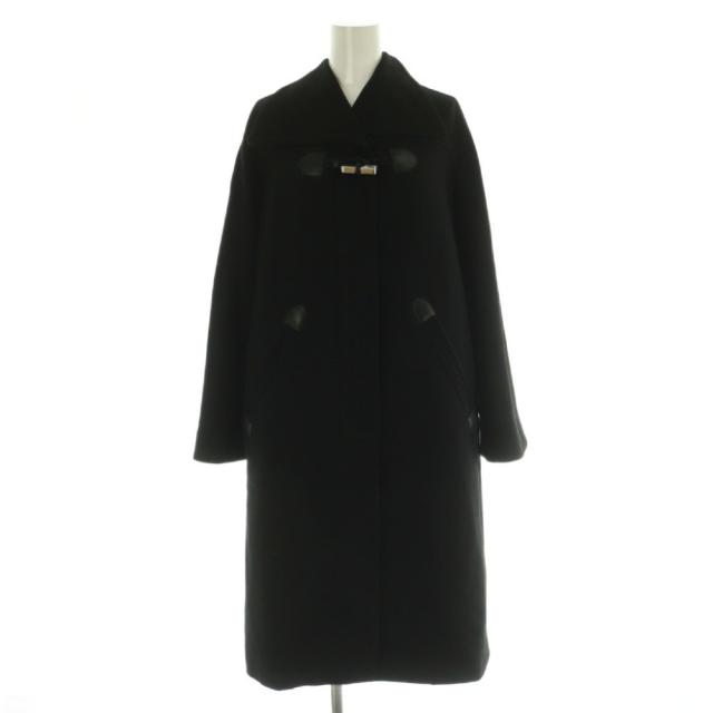 【中古】エルメス HERMES 96-7104 ウール トグル ダッフルコート アウター 34 黒 ブラック /NR ■OS レディース