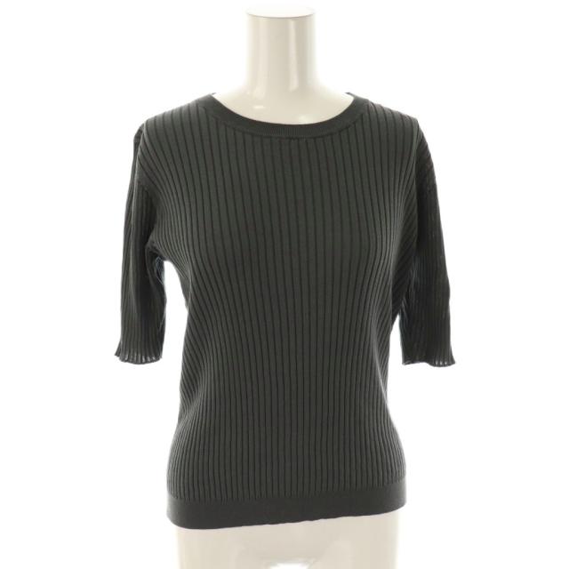 【中古】エブール 24SS シアーコットンアセテートリブニットプルオーバー カットソー 38 チャコールグレー /DO