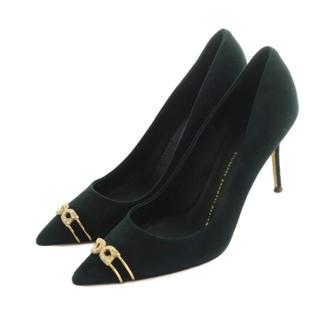 【中古】ジュゼッペザノッティデザイン パンプス ポインテッドトゥ ピンヒール ビジュー付き 39 26.0cm 黒 レディース