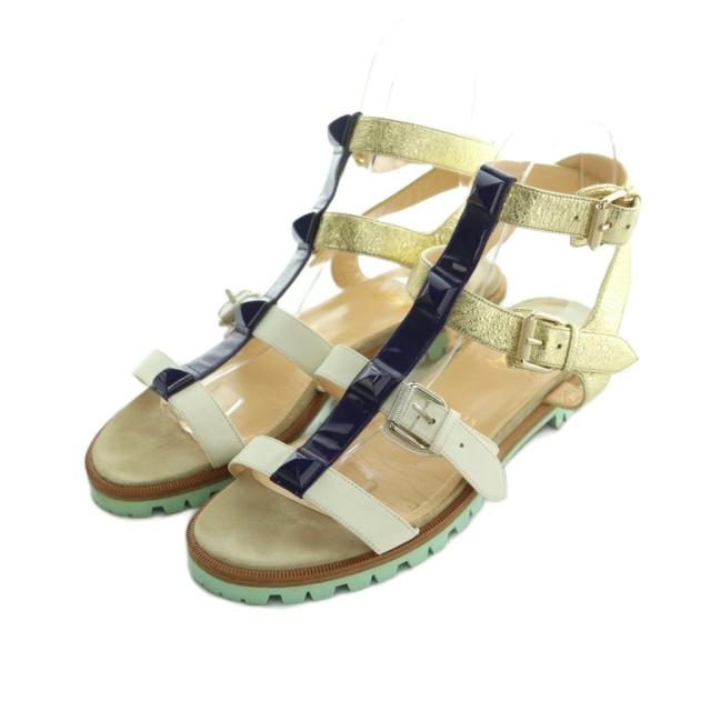 【中古】クリスチャンルブタン ロックンバックルサンダル スタッズ グラディエーター 38 25.0cm マルチカラー