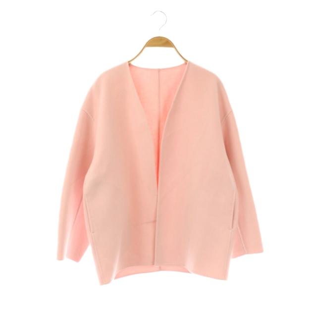 【中古】23区 オンワード樫山 MANTECOリバー ショート コート ノーカラー 32 ピンク /DF ■OS レディース