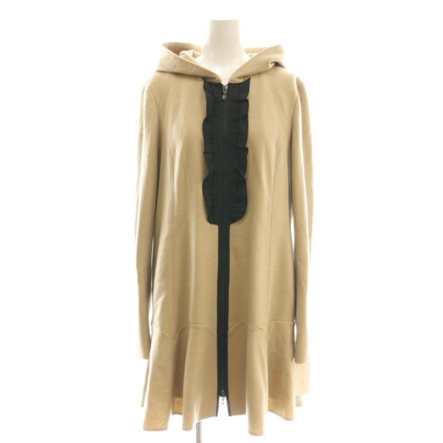 【中古】未使用品 トゥービーシック 近年モデル ウールツイルジャージー フードコート アウター 42 ベージュ