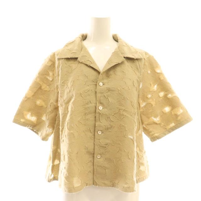 【中古】マカフィートゥモローランド 25SSメッシュカットジャカード ハーフスリーブシャツ ブラウス 36 ベージュ
