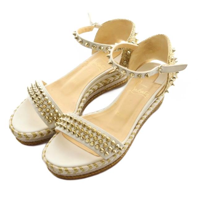 【中古】クリスチャンルブタン マドモニカ MADMONICA 60 スタッズサンダル 36 白 ホワイト ゴールドカラー /SS ■OS