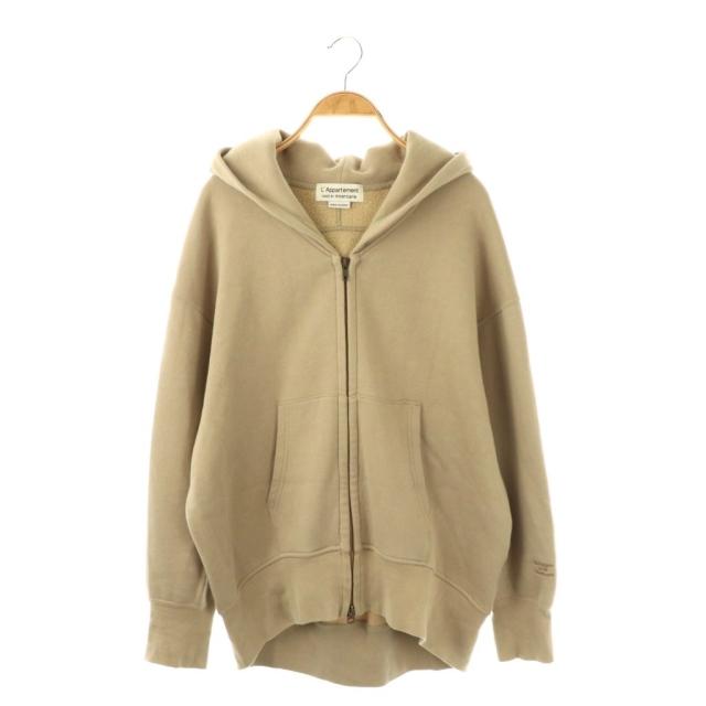 【中古】アパルトモン ドゥーズィエムクラス × アメリカーナ ジップアップパーカー 裏起毛 ベージュ /CX ■OS