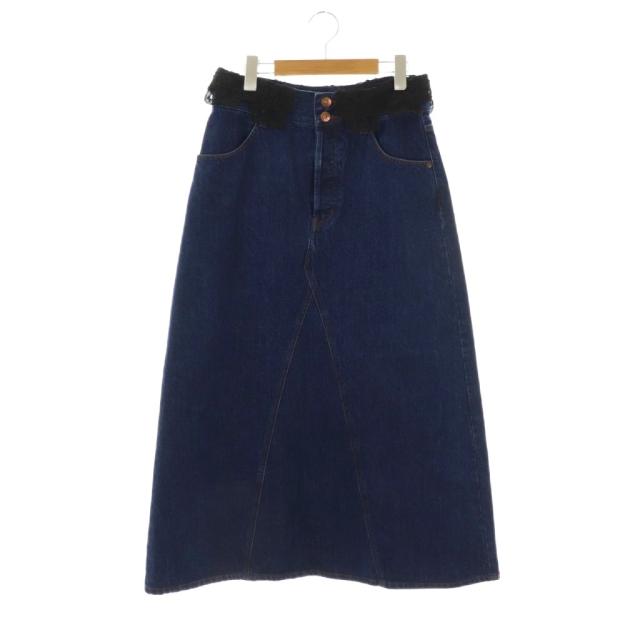 【中古】ミュベール × Dickies 25SS ディッキーズコラボ デニムスカート ロング フレア ボタンフライ コットン 38 紺