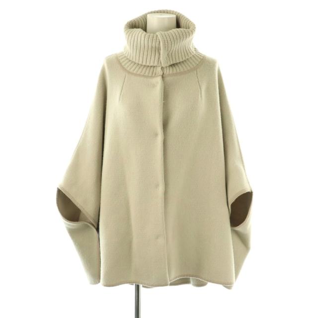 【中古】ソワメム SOI-MeME スパーブエコニットポンチョ ジャケット ウール ライトグレージュ /NR ■OS レディース