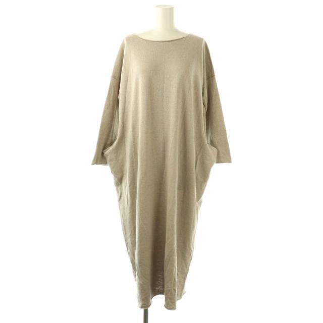 【中古】エヴァムエヴァ vie linen silk one piece リネンシルクワンピース ニット ロング ベージュ V221K925