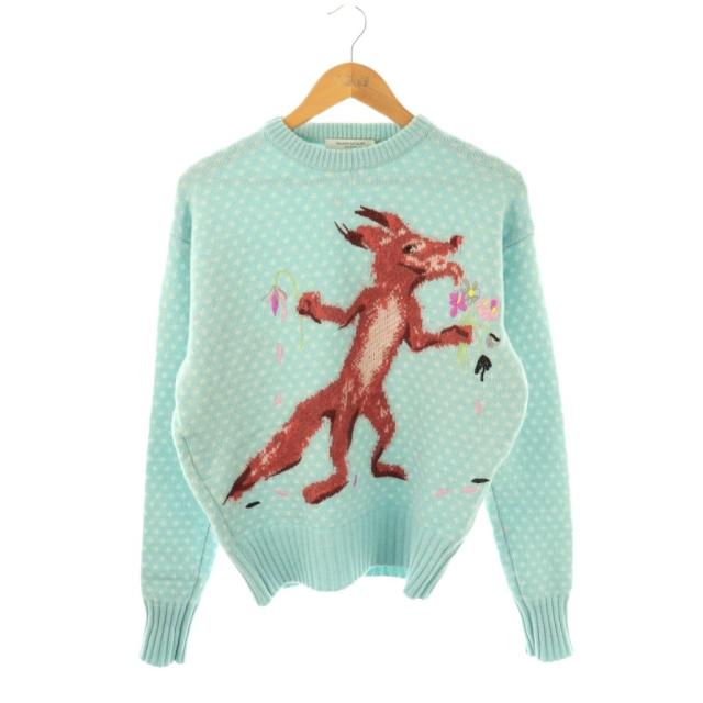 【中古】メゾンキツネ MAISON KITSUNE JM00565KT1074 ニット セーター 長袖 ウール モヘヤ混 XS 水色 /NR ■OS メンズ