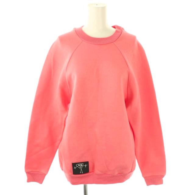 【中古】プランシー PLAN C スウェット プルオーバー トレーナー オーバーサイズ パッチ XS ピンク /CX ■OS