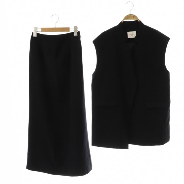【中古】 アメリ AMERI OTONA WRAP VEST SET UP DRESS セットアップ ベスト ジレ タイトスカート ロング M ブラック