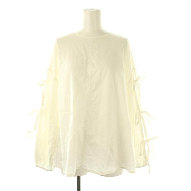 【中古】ドゥロワー Drawer コットンシルクリボンスリーブブラウス 長袖 プルオーバー 36 オフホワイト