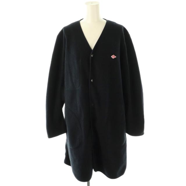 【中古】ダントン DANTON MR12-111-02 ノーカラーフリースジャケット カーディガン 38 濃紺 /NR ■OS メンズ