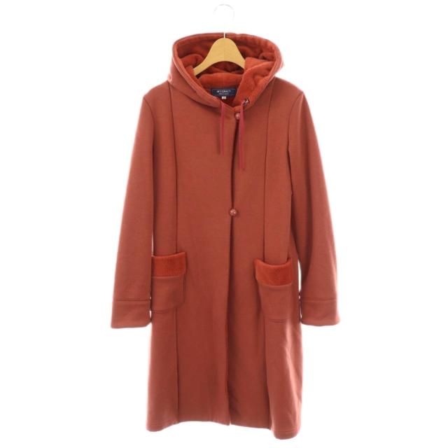 【中古】エムズグレイシー 裏起毛フード付きコート アウター ロング 38 ブラウンレッド /DO ■OS レディース