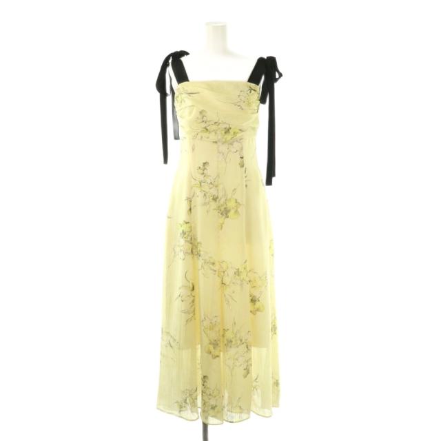 【中古】フレイアイディー FRAY I.D 25SS ドレスショルダーリボンフラワーワンピース ロング 0 イエロー レディース