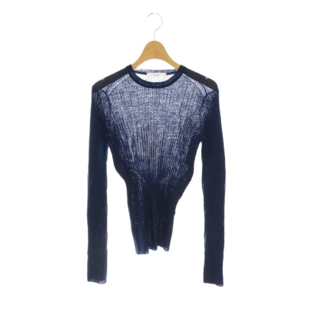 【中古】エブール ebure 23AW ハイゲージシアーリブニット セーター 長袖 アルパカ混 紺 /NR ■OS レディース