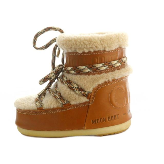 【中古】クロエ × ムーンブーツ ムートンブーツ ショートブーツ EU35 22.0cm ベージュ アイボリー CHC21W534W025N35W