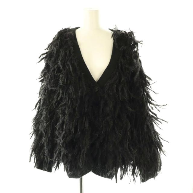 【中古】メゾンスペシャル MAISON SPECIAL フリンジニットカーディガン Vネック F ブラック レディース