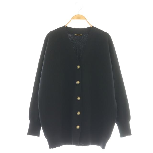 【中古】アパルトモン ドゥーズィエムクラス 22SS Knit Cardigan ニットカーディガン Vネック ブラック /CX ■OS