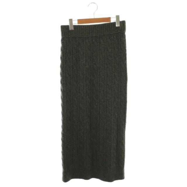 【中古】ブラミンク ケーブル編ニットスカート ロング タイト カシミヤ 38 グレー /DO ■OS ■SH レディース