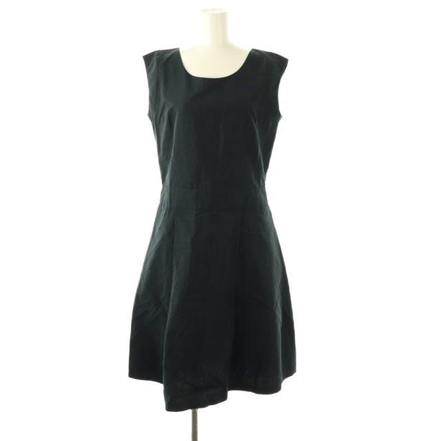 【中古】マーガレットハウエル MARGARET HOWELL ノースリーブワンピース 膝丈 1 ネイビー /HK ■OS レディース