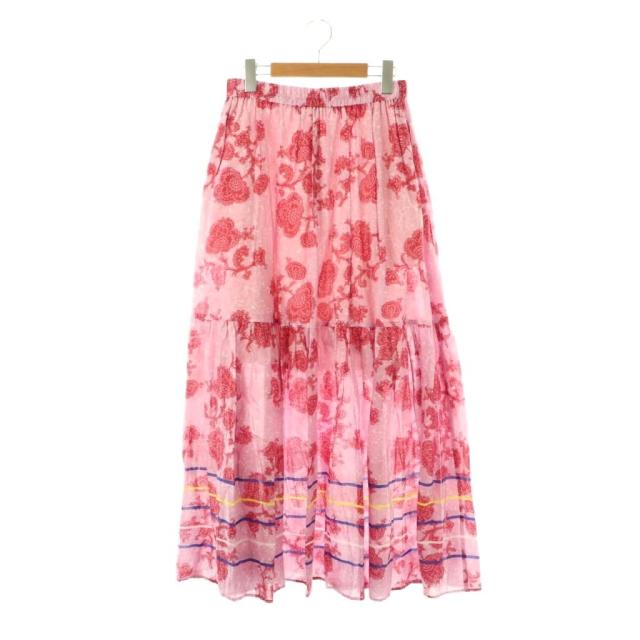 【中古】未使用品 イエナ ラブークル 25SS ボタニカルプリントスカート ロング ピンク マルチカラー /DO ■OS