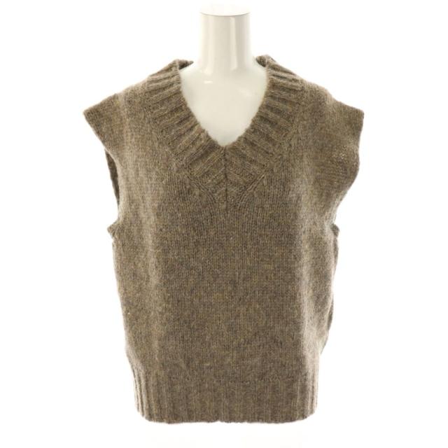 【中古】トゥデイフル Mottle Yarn Knit Vest ニットベスト Vネック プルオーバー アルパカ混 F モカ /DO ■OS