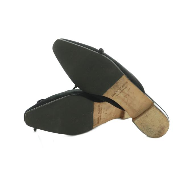 【中古】マノロブラニク Ballerimu ミュール サンダル スエード ローヒール 37.5 24.5cm 黒 ブラック レディース