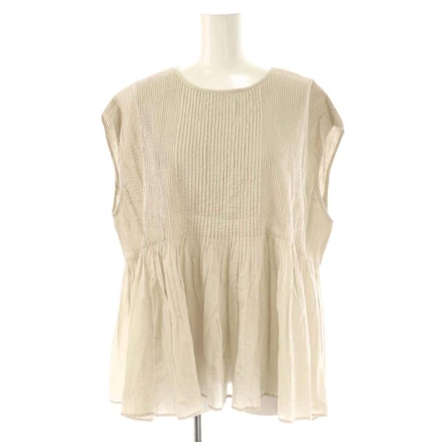 【中古】メゾンドソイル maison de soil コットンピンタック ノースリーブブラウス プルオーバー 1 べージュ /HK ■OS