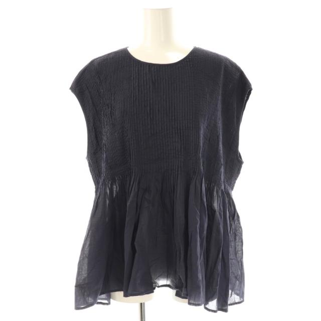 【中古】メゾンドソイル maison de soil コットンピンタック ノースリーブブラウス プルオーバー 1 ネイビー /HK ■OS