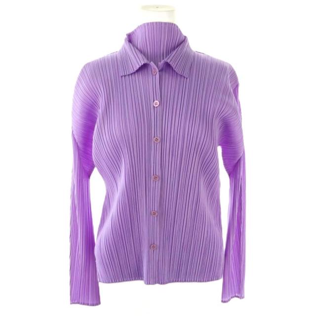 【中古】プリーツプリーズ アンサンブル プリーツノースリーブトップス×シャツカーディガン 3 パープル
