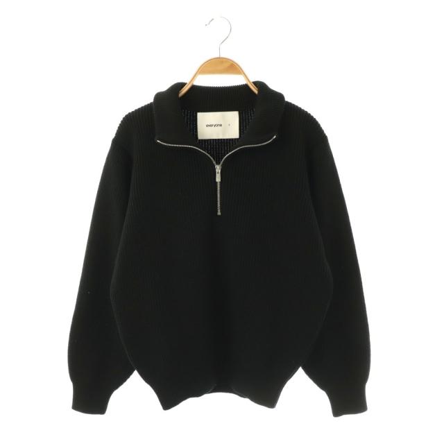 【中古】エブリワン 25FW EV25-KT15 half zip rib knit sweater ニット セーター 長袖 ハーフジップ S ブラック