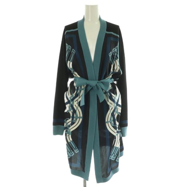 【中古】エルメス 24年 Mors a Jouets Detoure 馬銜・デトゥレ ツイルレーヌ ロングカーディガン 長袖 38 黒