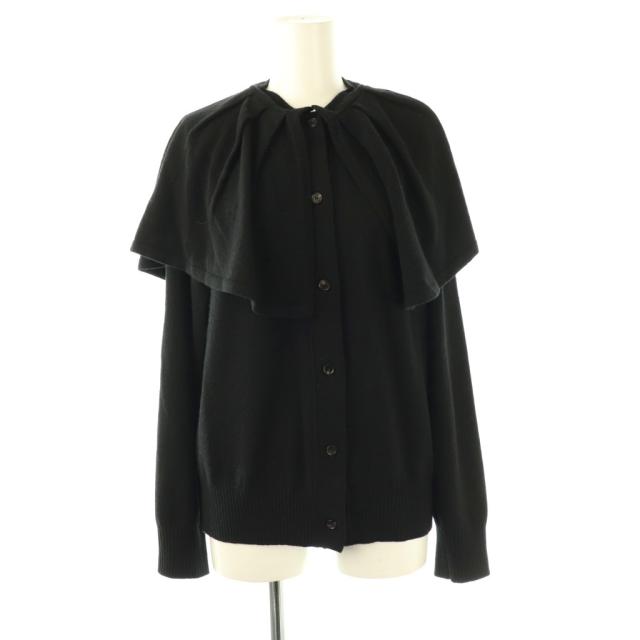 【中古】デパリエ DEPAREILLE フリルニットカーディガン 長袖 付け衿 38 ブラック /HK ■OS レディース