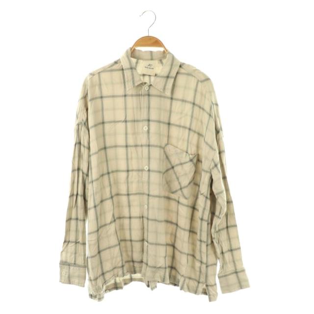 【中古】レミレリーフ REMI RELIEF CHECK 2WAY SHIRT シャツ ブラウス 前開き F ベージュ グレー チェック柄 /CX ■OS