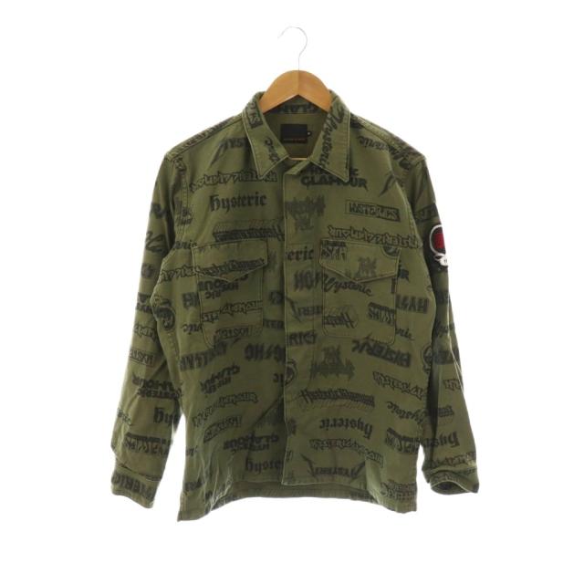 【中古】ヒステリックグラマー 02173AH14 L LOGOL/S ミリタリーシャツ ジャケット コットン M カーキ