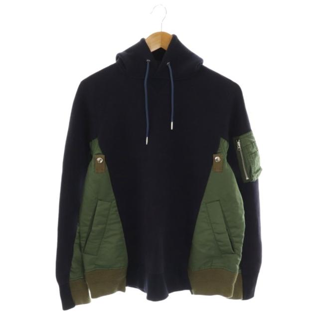 【中古】サカイ sacai Sponge Sweat x MA-1 パーカー 1 紺 ネイビー /AG ■OS ■SH メンズ