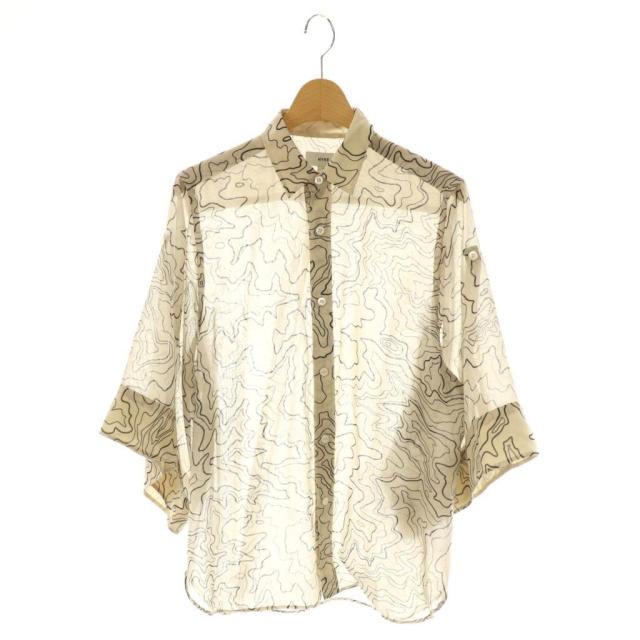 【中古】ハイク HYKE 241-15219 CONTOUR LINE BELL-SLEEVE SHIRT 半袖シャツ 1 グレージュ ブラック /ES ■OS