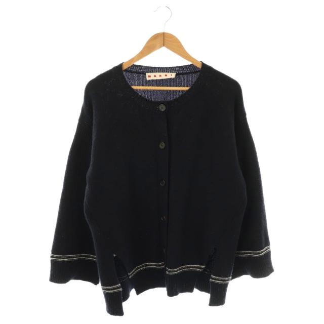 【中古】マルニ MARNI 24AW バックロゴカーディガン ニット 38 ネイビー /HK ■OS レディース