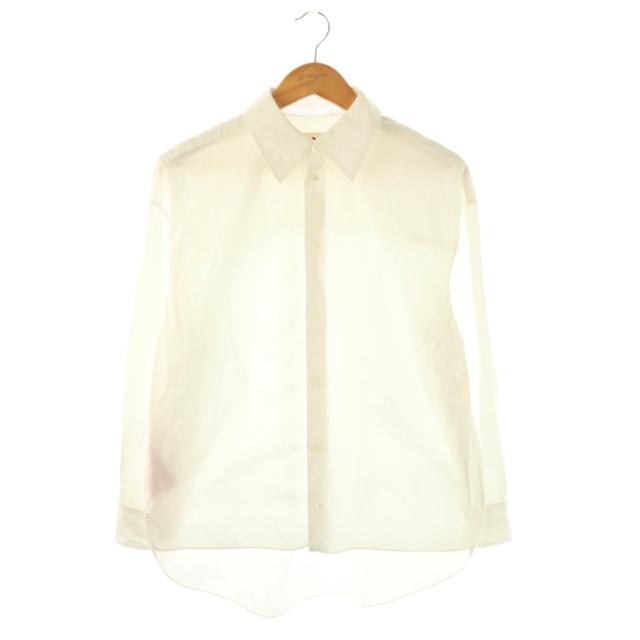 【中古】マルニ MARNI 24AW コットン バックフレアシャツ 長袖 38 ホワイト /HK ■OS レディース