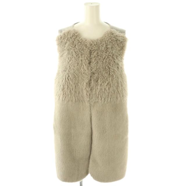 【中古】アルアバイル allureville フェイクファーコンビニットジレ ベスト 前開き 2 グレージュ