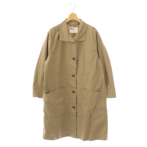 【中古】マーガレットハウエル PROOFED COTTON POPLIN ステンカラーコート スプリングコート アウター 2 ベージュ