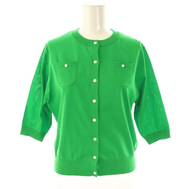 【中古】未使用品 キャバン 23SS ファインポリエステル ハーフスリーブポケットカーディガン 七分袖 S グリーン /ES