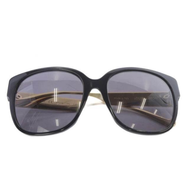 【中古】ルイヴィトン LOUIS VUITTON サングラス ロゴ 57□18 140 黒 ゴールド色 Z0869E /SR ■OH レディース
