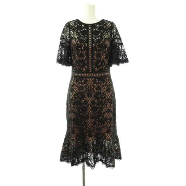 【中古】タダシショージ TADASHI SHOJI レースワンピース シアー タイト 2 黒 ブラック ベージュ /CX ■OS レディース