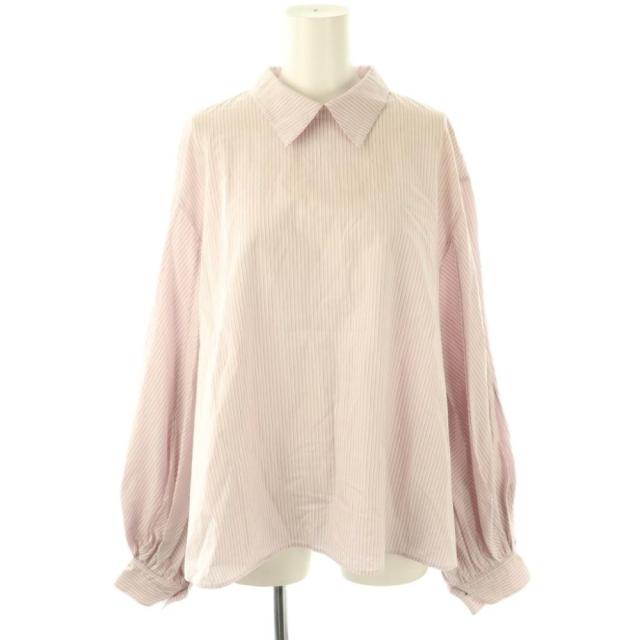 【中古】アドーア ADORE 25AW クリアクロスブラウス プルオーバー ストライプ 長袖 38 ピンク /HK ■OS レディース